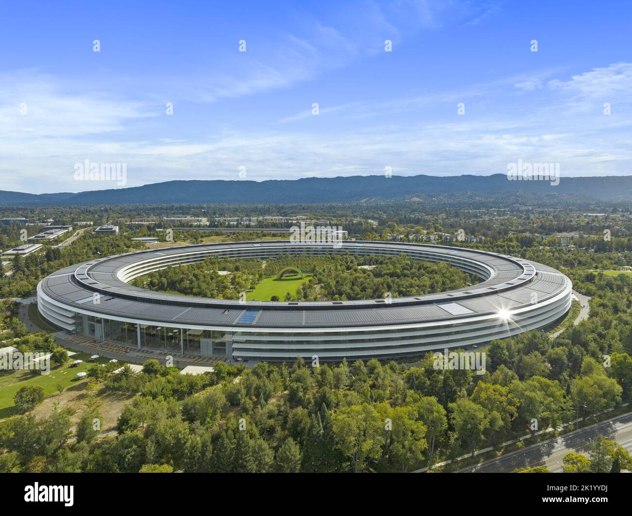Aerial View of the Apple Park Campus Building and Grounds Stock Photo ...