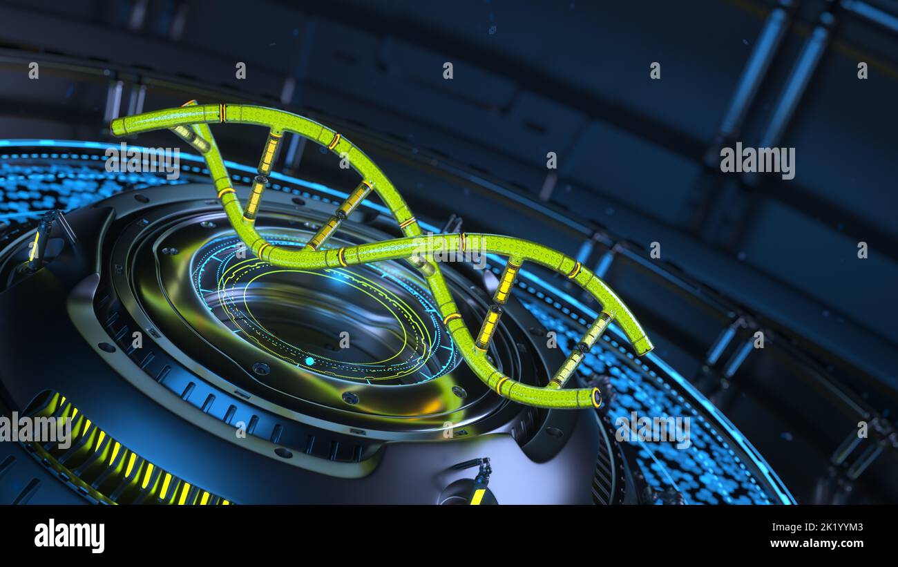 Artificial cyber DNA strand. 3D illustration Stock Photo - Alamy