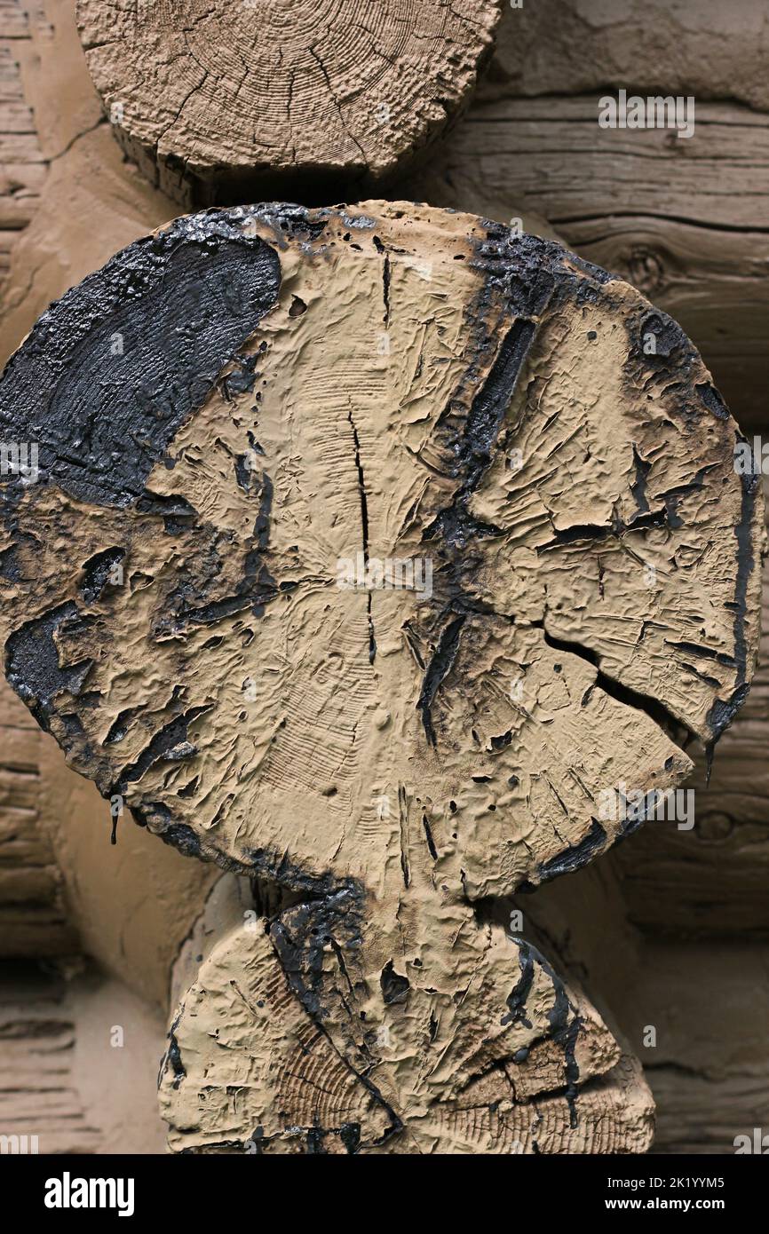 Corner detail of a vintage wooden log cabin framework Stock Photo - Alamy