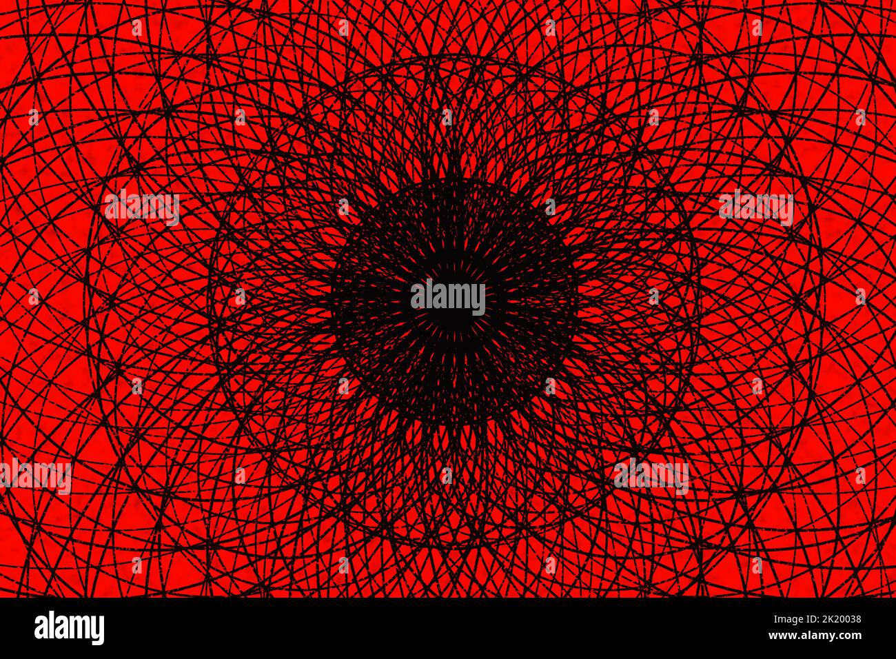 Eccentric circle drawing on red background. Illustration as background ...