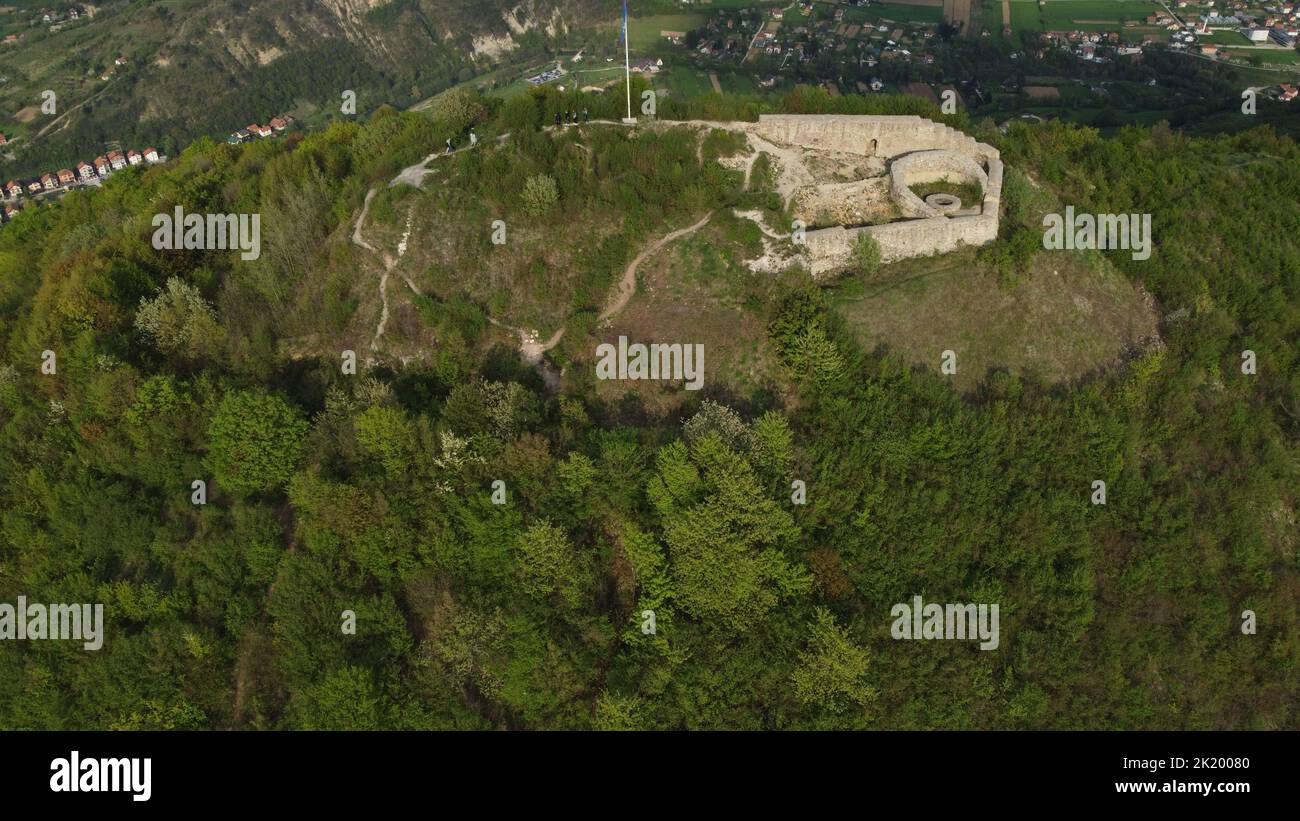 A bird's eye view of the ancient ruins on the Bosnian pyramid Stock ...