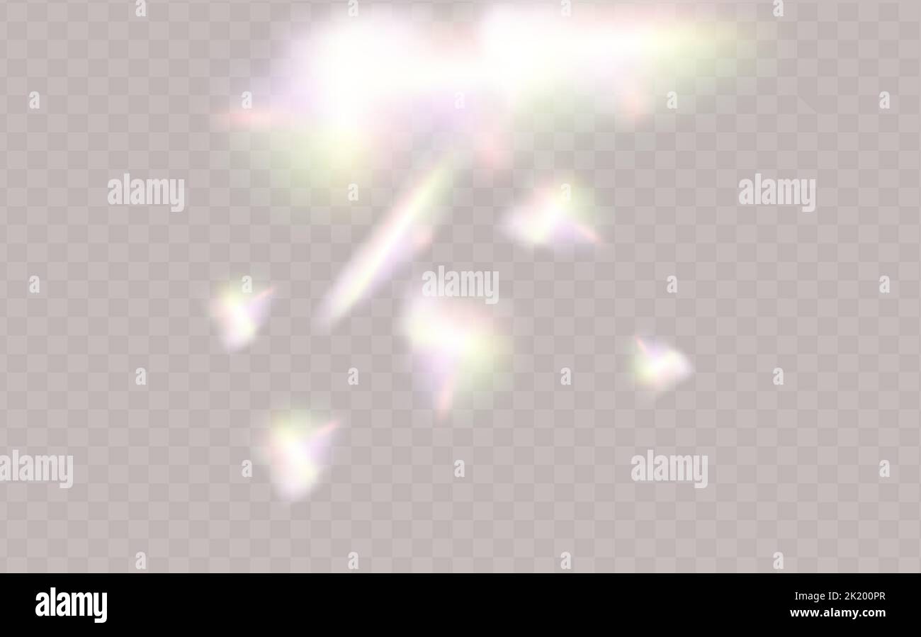 Glare or reflection from water and glass.Rainbow highlights on a black ...