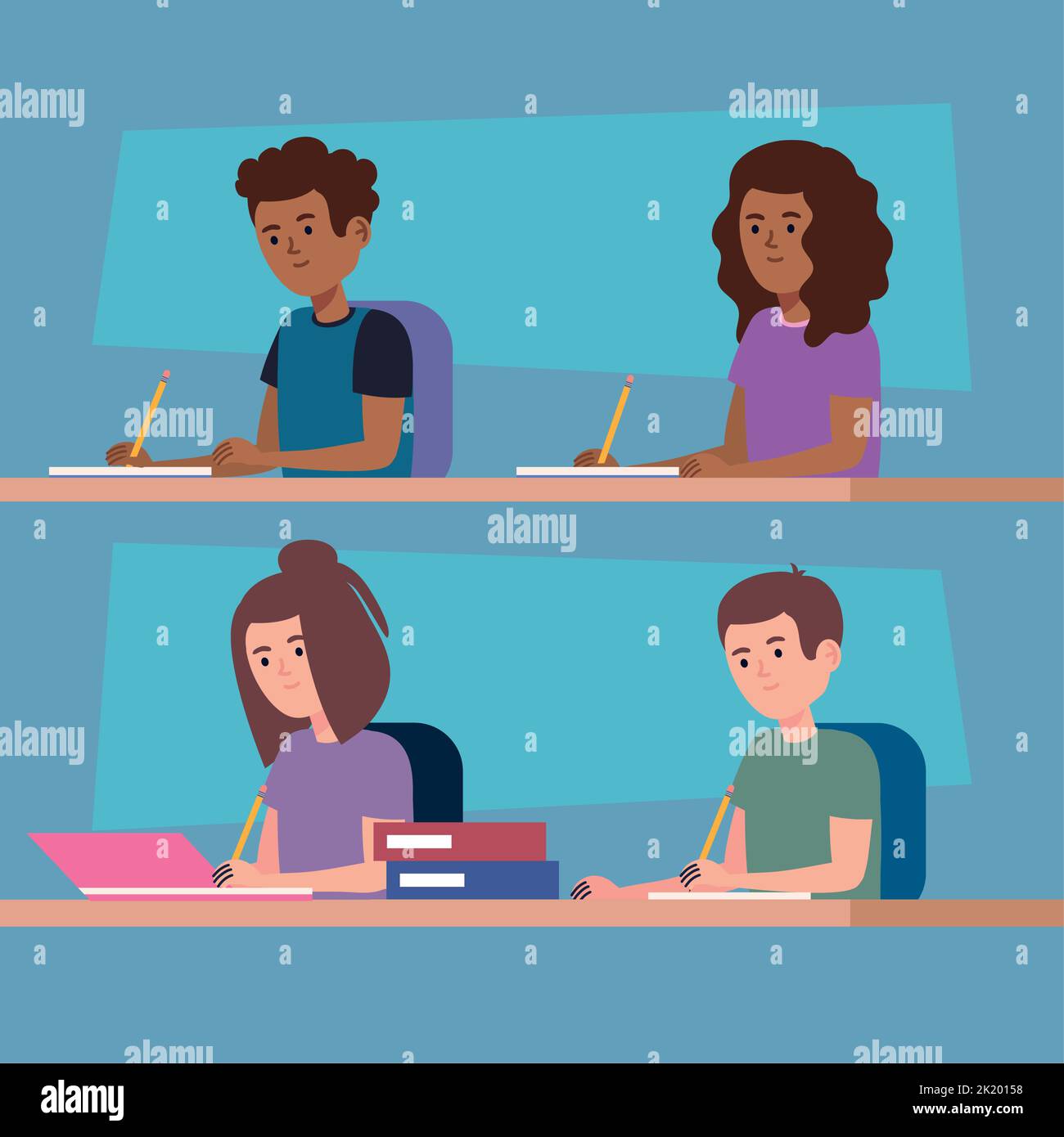 four students writing Stock Vector Image & Art - Alamy