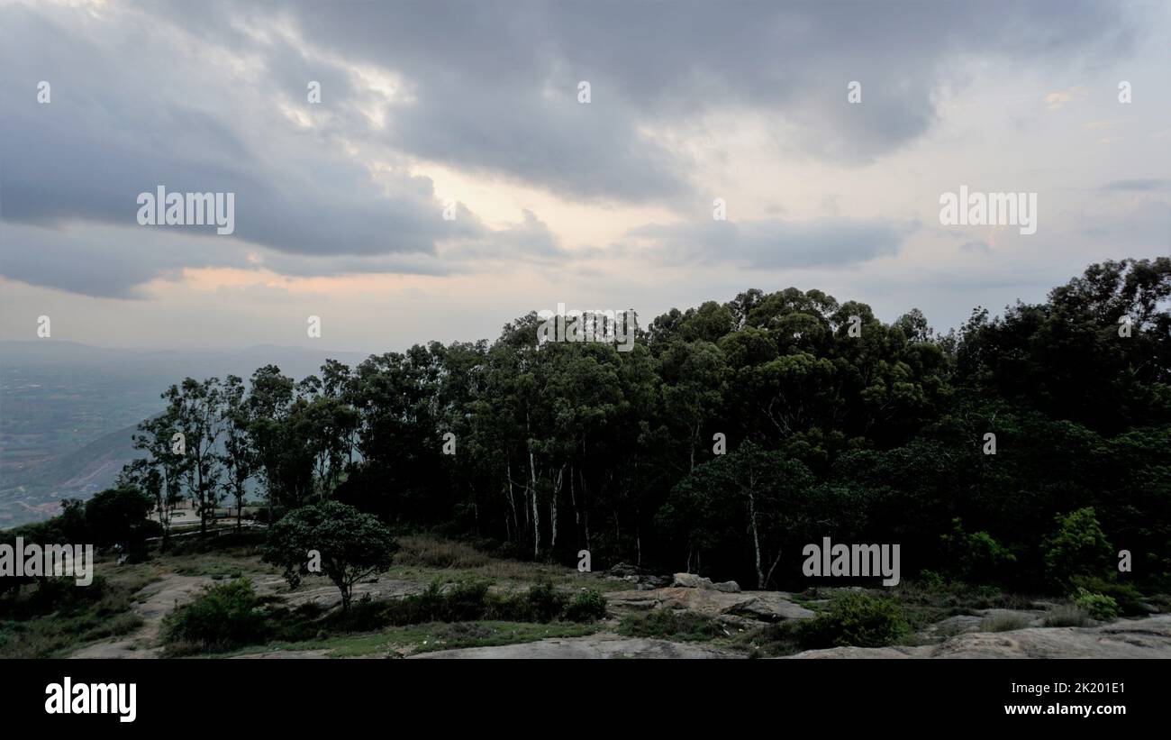 Beautiful scenic evening at the top of nandi hills during sunset. Top ...