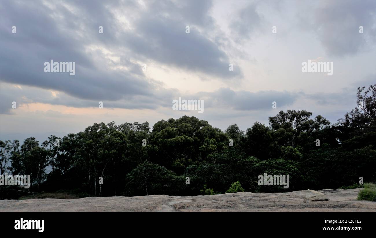 Beautiful scenic evening at the top of nandi hills during sunset. Top ...