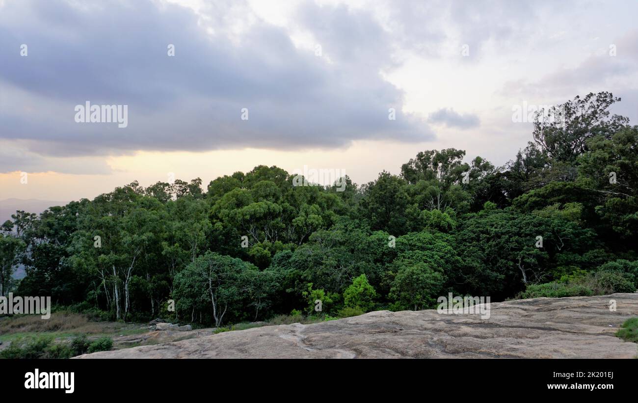 Beautiful scenic evening at the top of nandi hills during sunset. Top ...