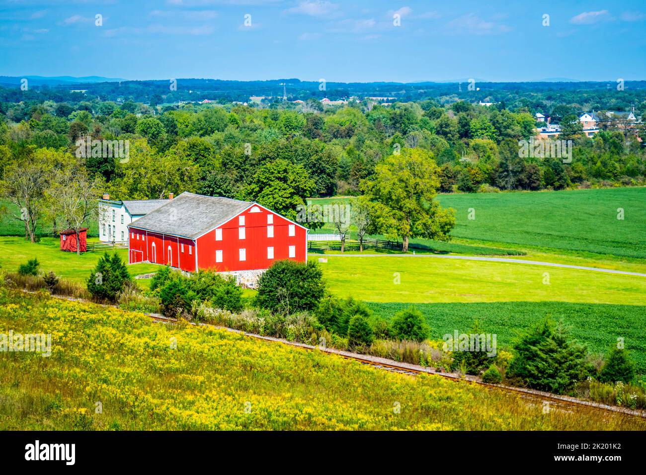 The green pasture inside the grounds of Gettysburg, Pennsylvania Stock ...