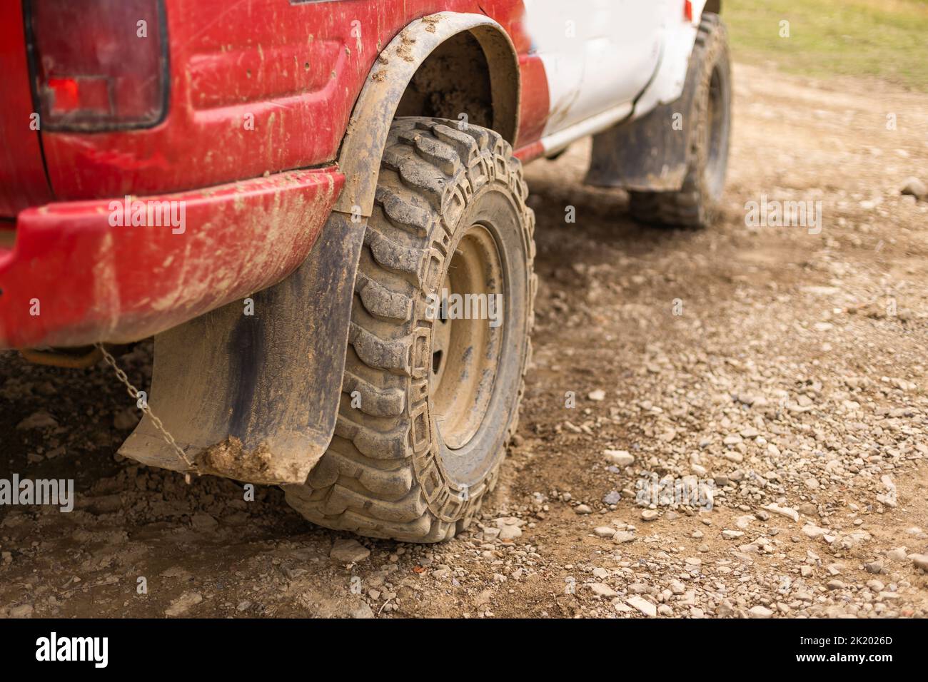 The big dirty SUV wheel. The big dirty car's wheel Stock Photo - Alamy
