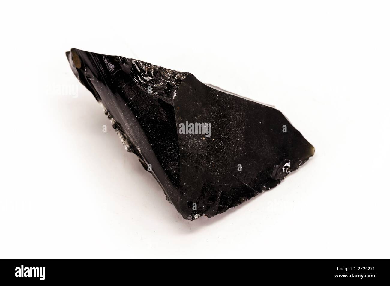 Black Obsidian, black and crystalline ore on isolated white background ...
