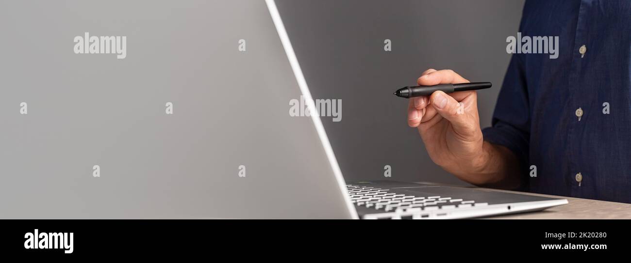 Digital contract, electronic documents software ad background, banner ...