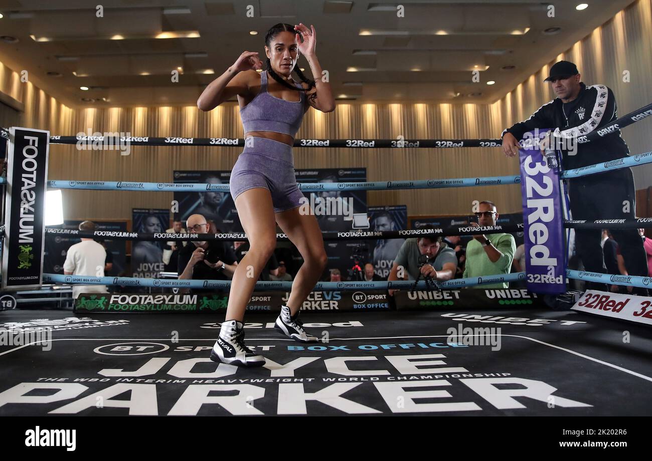 Amanda Serrano during a media workout at the Hilton Deansgate ...