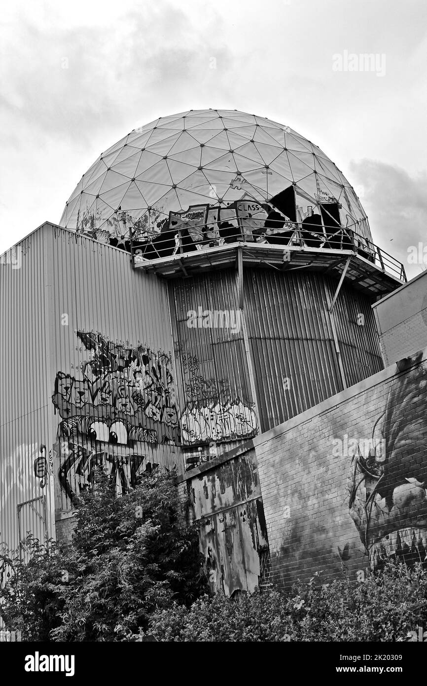 Teufelsberg - the derelict NSA spy station in monochome Stock Photo - Alamy