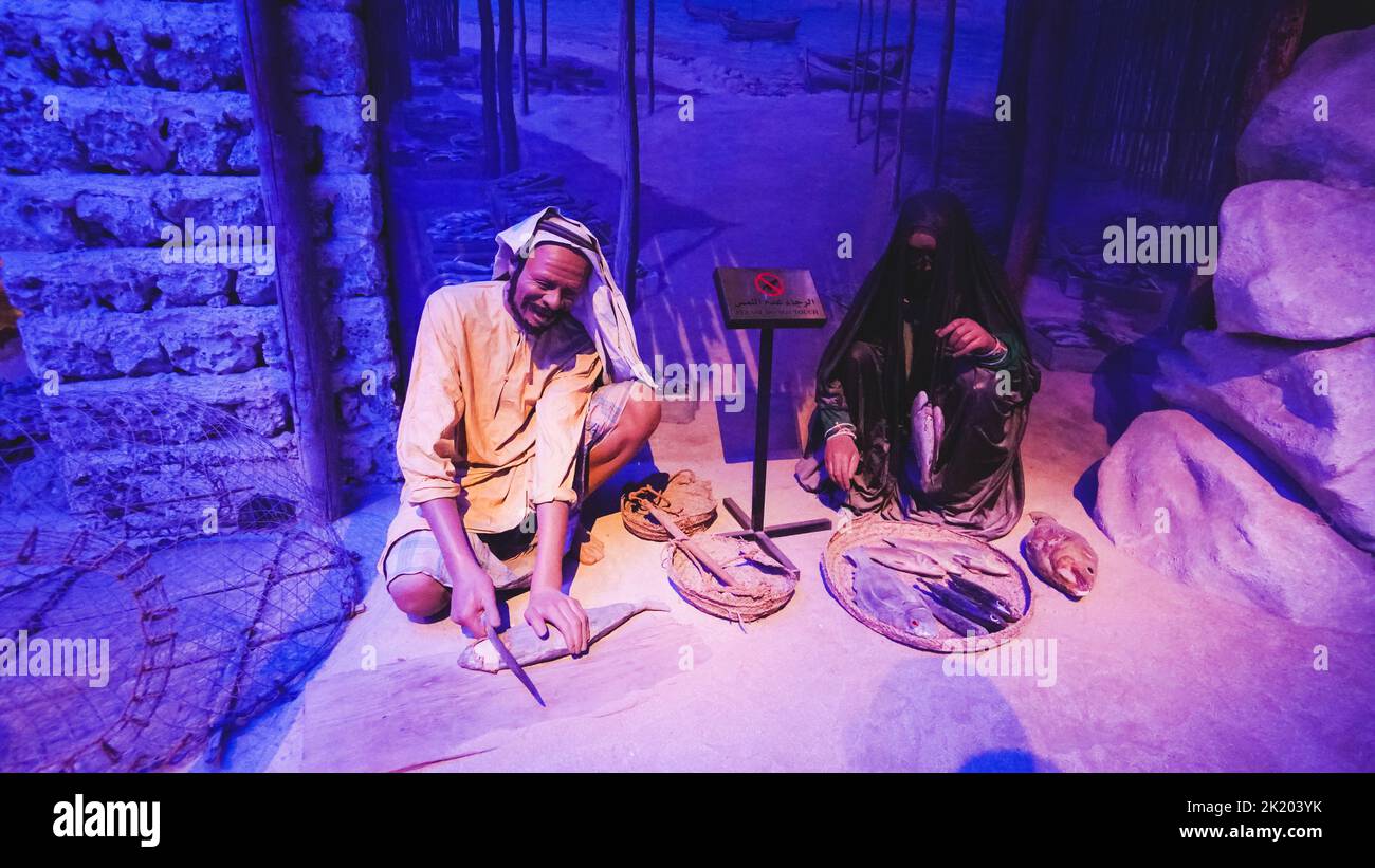 Scene from exhibition on the history of Dubai in Dubai, United Arab ...