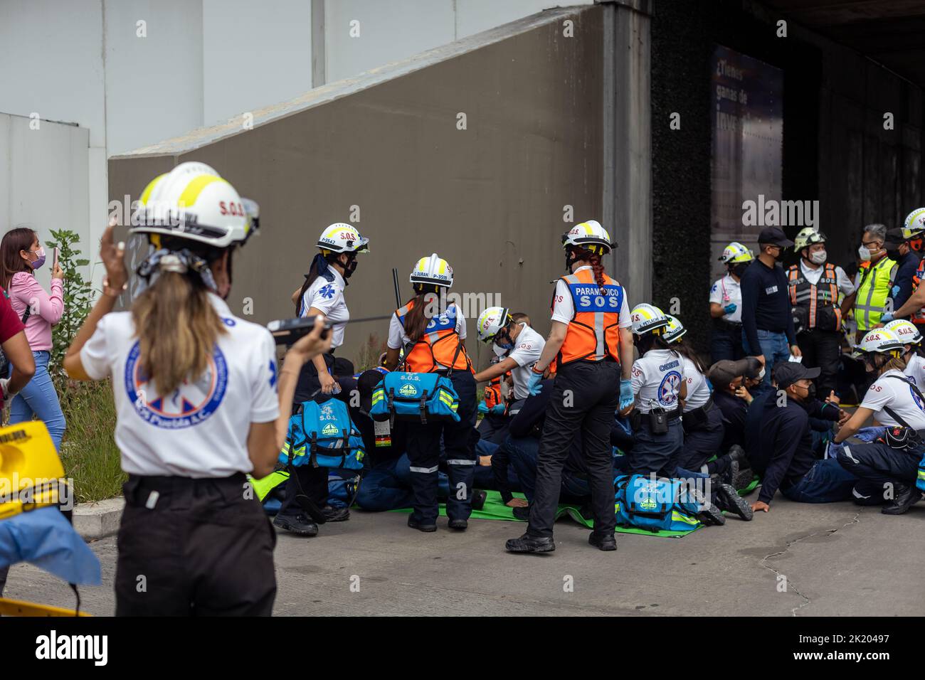 Emergency forces participated in a drill at the Juárez-Serdán road ...