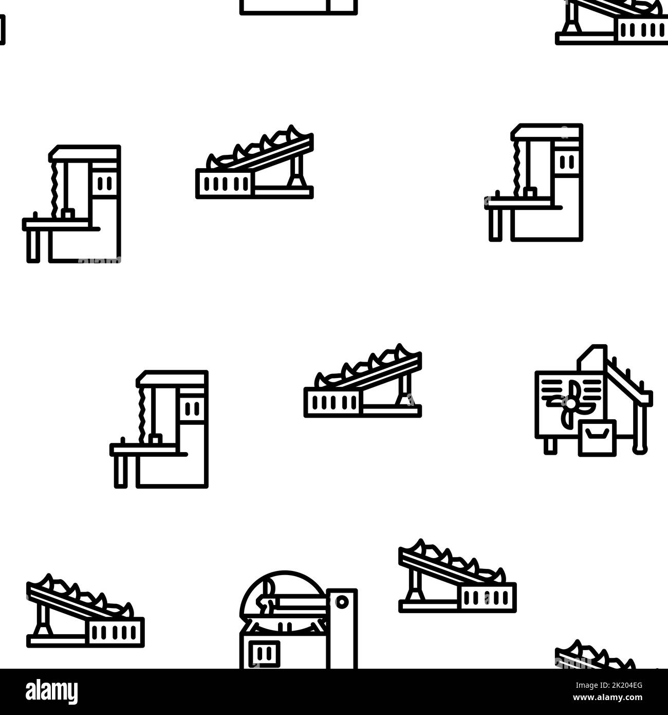 Meat Factory Production Equipment vector seamless pattern Stock Vector ...