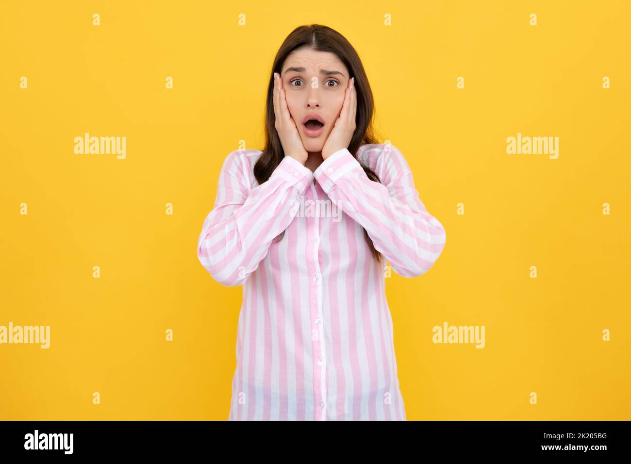 Surprised Astonished Young Woman With Open Mouth Excited Female Face