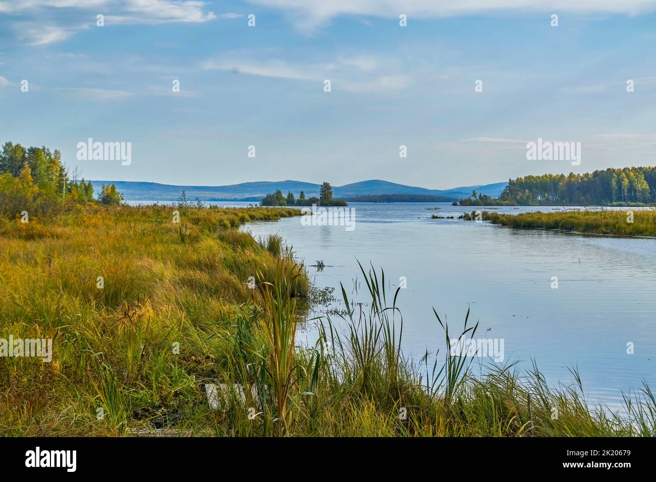 Autumn landscape with riverbank. Wonderful nature, beautiful natural ...