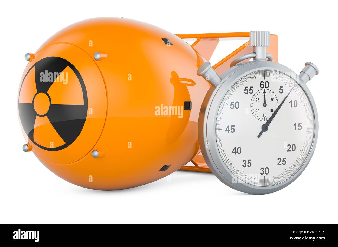 Atomic bomb with stopwatch. 3D rendering isolated on white background ...