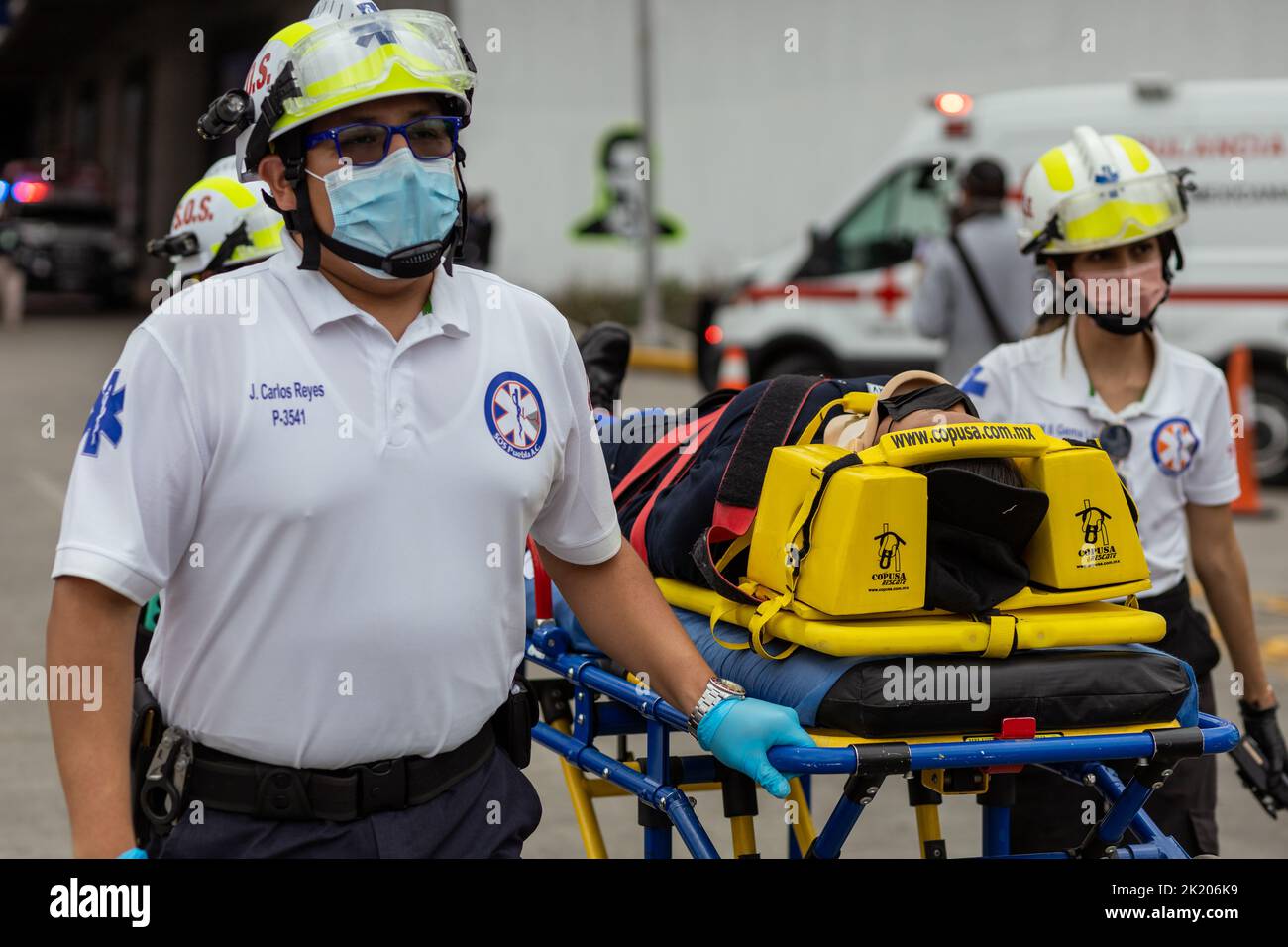 Emergency forces participated in a drill at the Juárez-Serdán road ...
