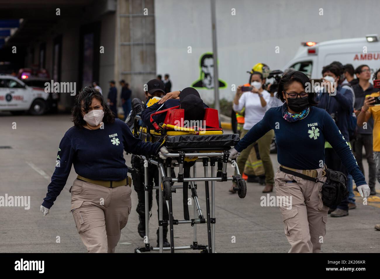 Emergency forces participated in a drill at the Juárez-Serdán road ...