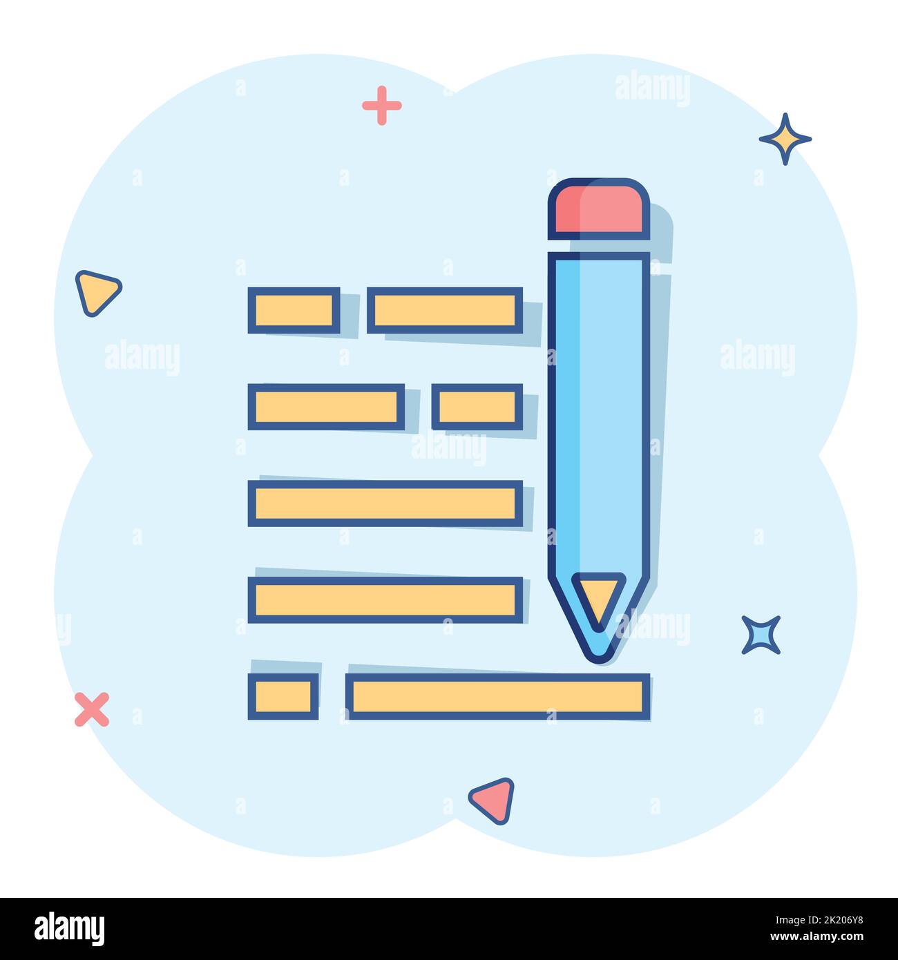Pencil notepad icon in comic style. Document write vector cartoon ...