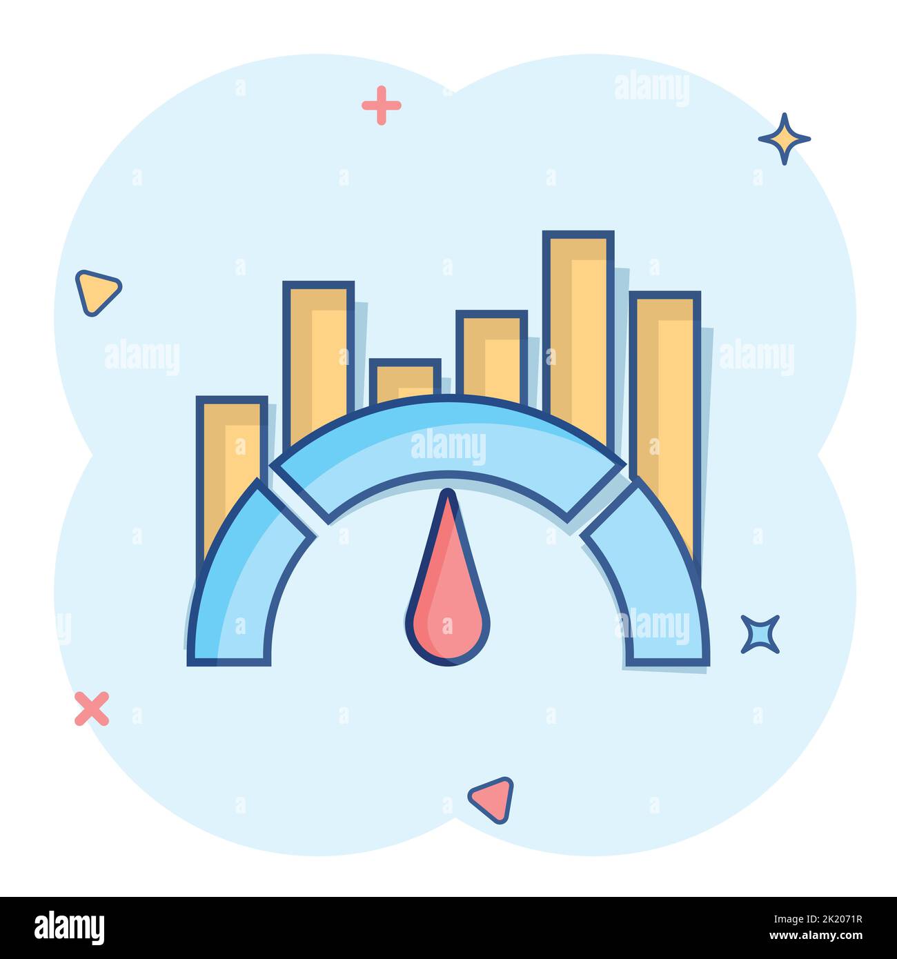 Benchmark measure icon in comic style. Dashboard rating vector cartoon ...
