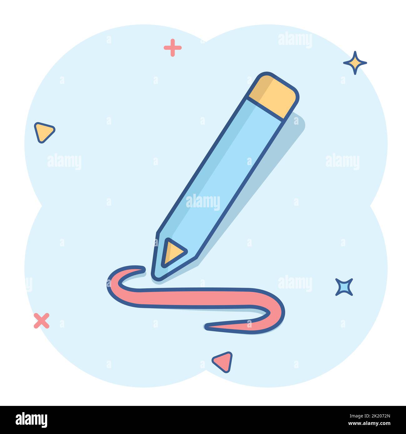 Pencil notepad icon in comic style. Document write vector cartoon ...
