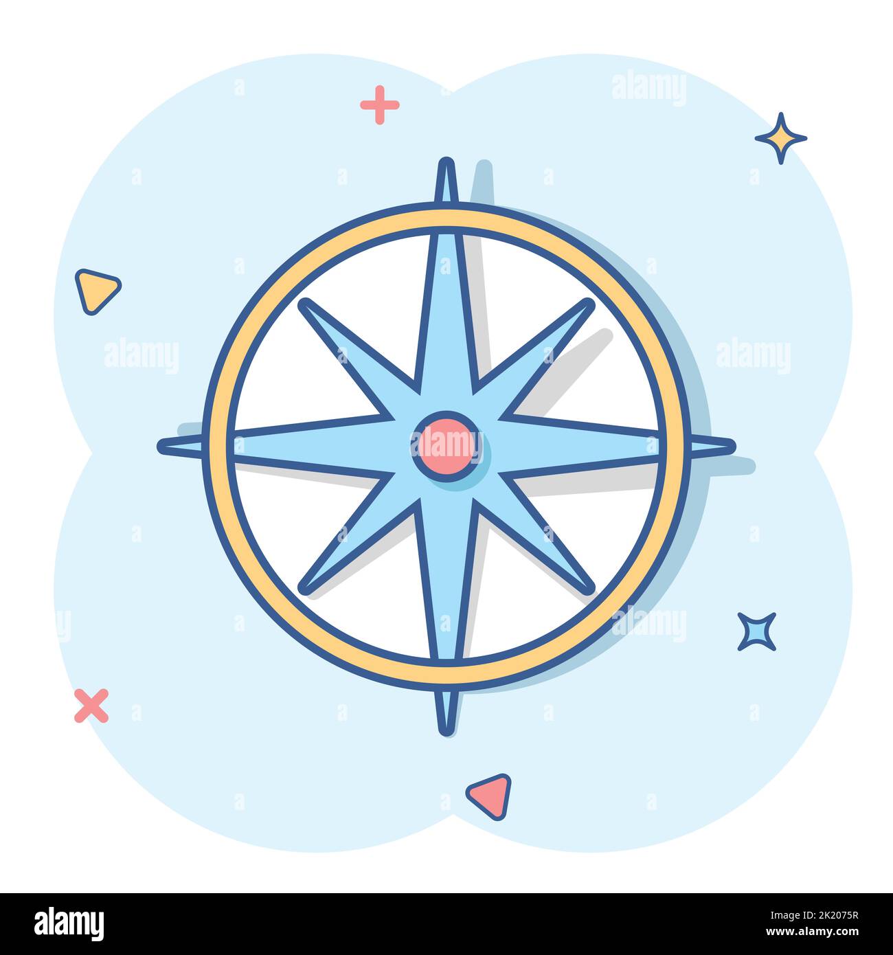 Global navigation icon in comic style. Compass gps vector cartoon ...