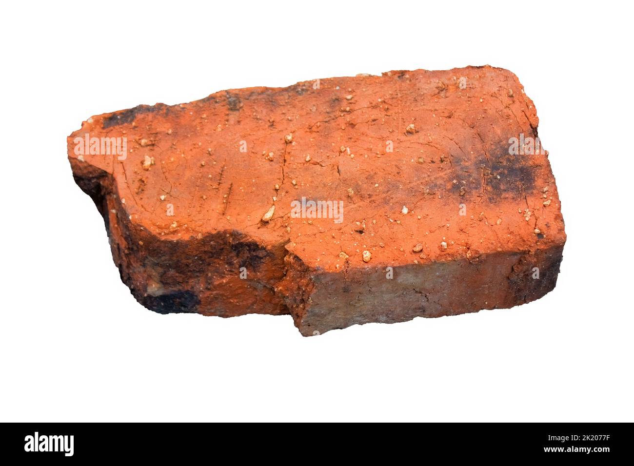 Chunk of red brick isolate on a white background. Old red brick ...