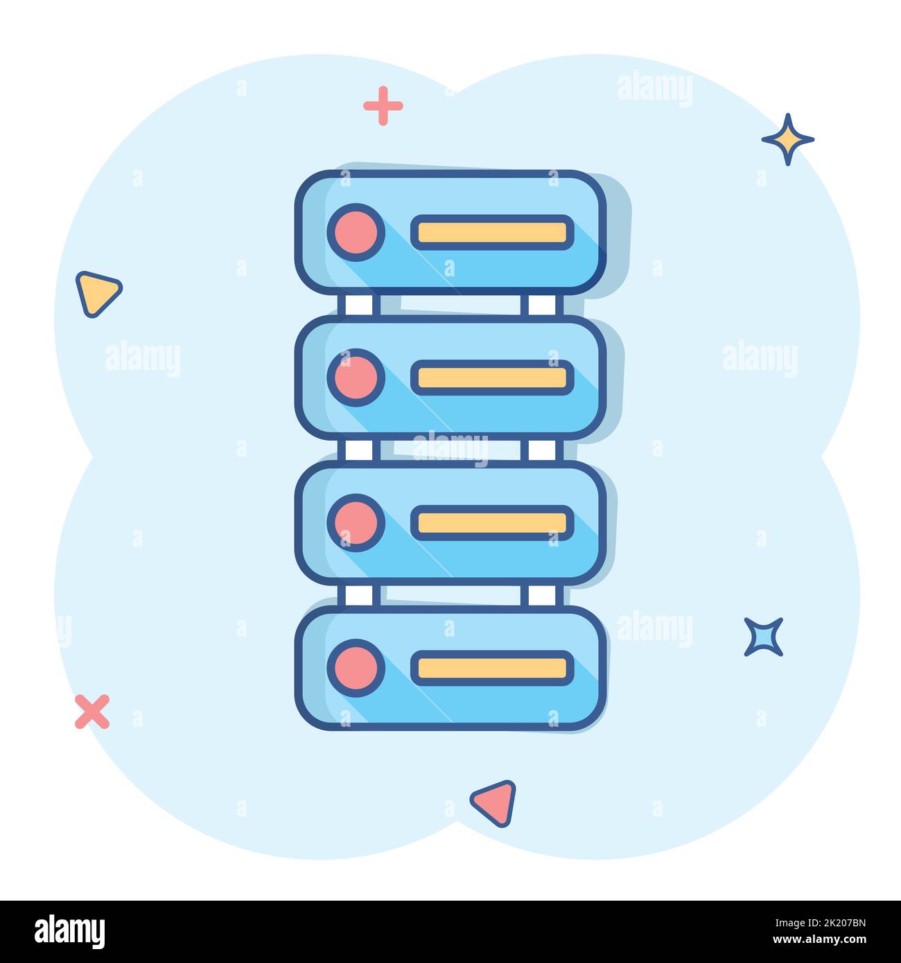 Data center icon in comic style. Server vector cartoon illustration on ...