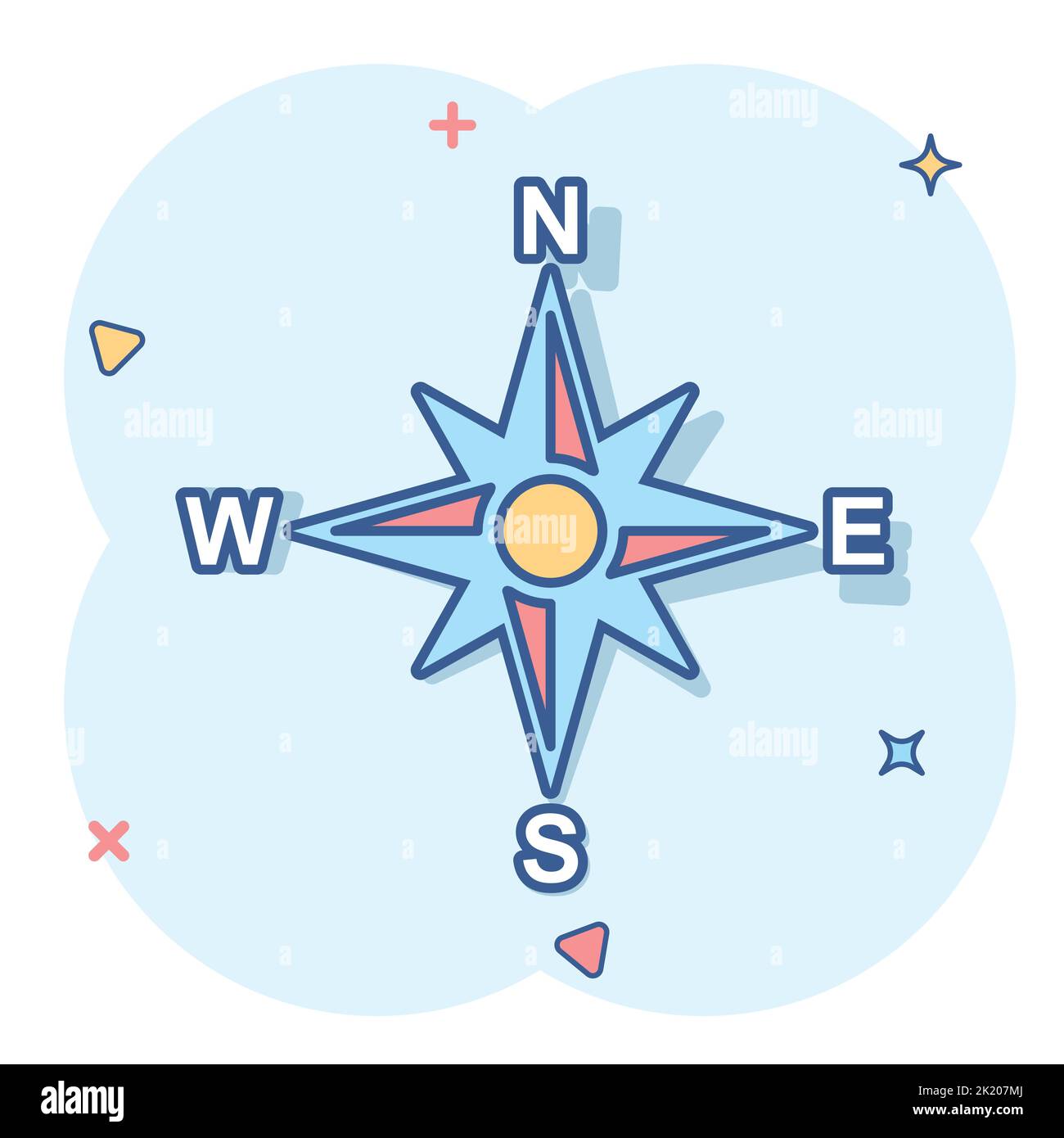 Global navigation icon in comic style. Compass gps vector cartoon ...