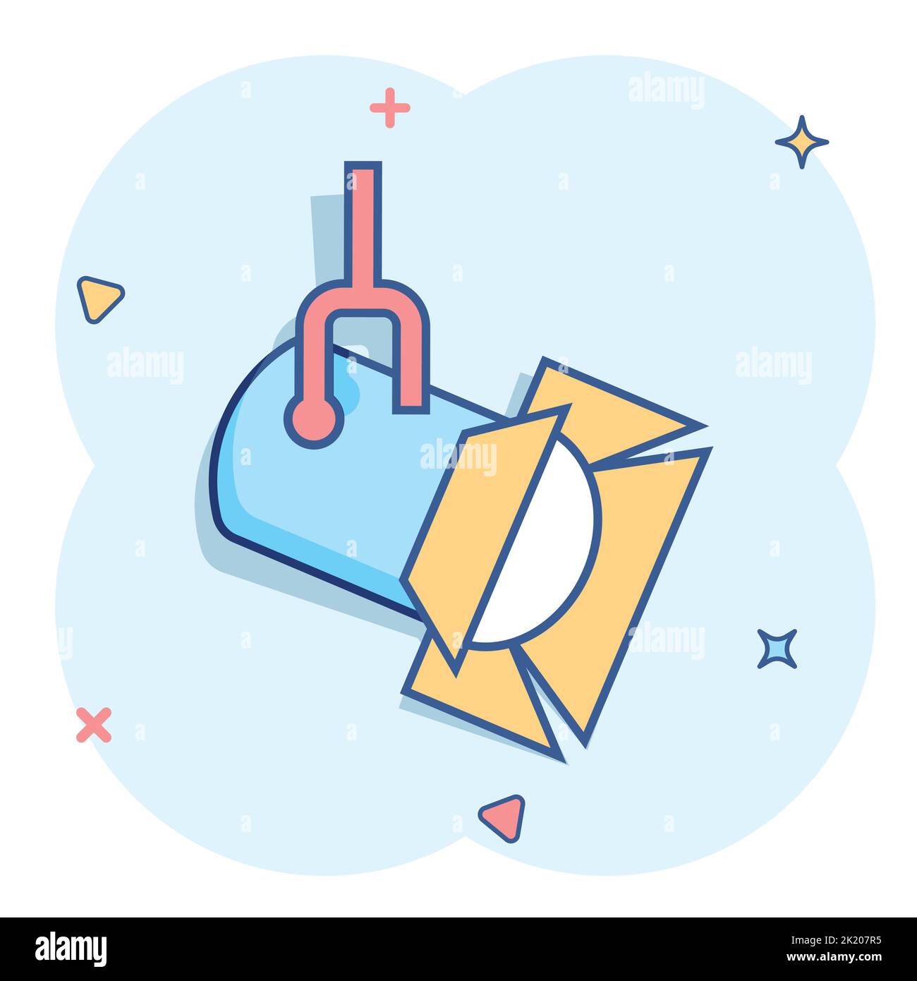 Spotlight icon in comic style. Lamp vector cartoon illustration on ...
