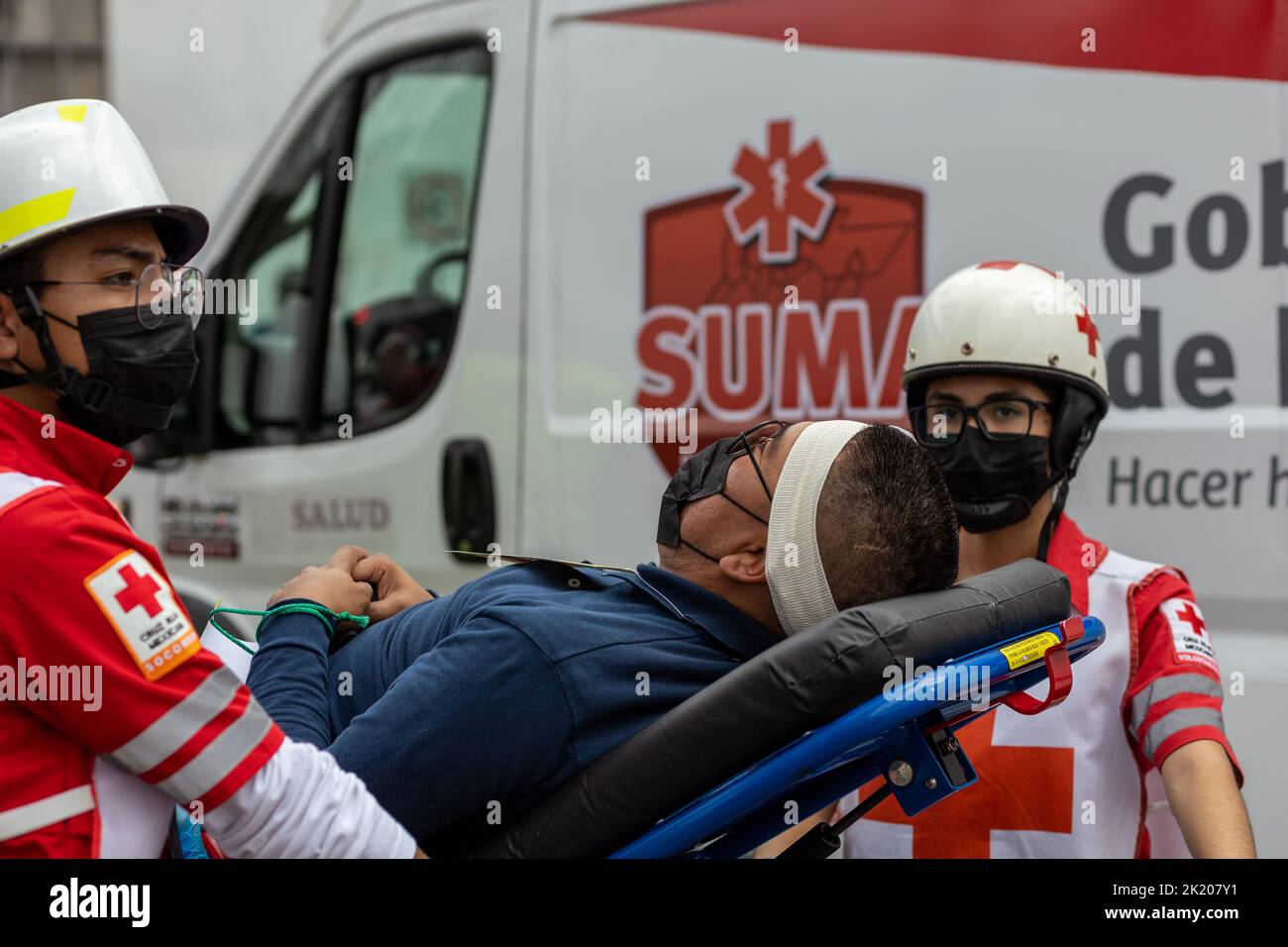 Emergency forces participated in a drill at the Juárez-Serdán road ...