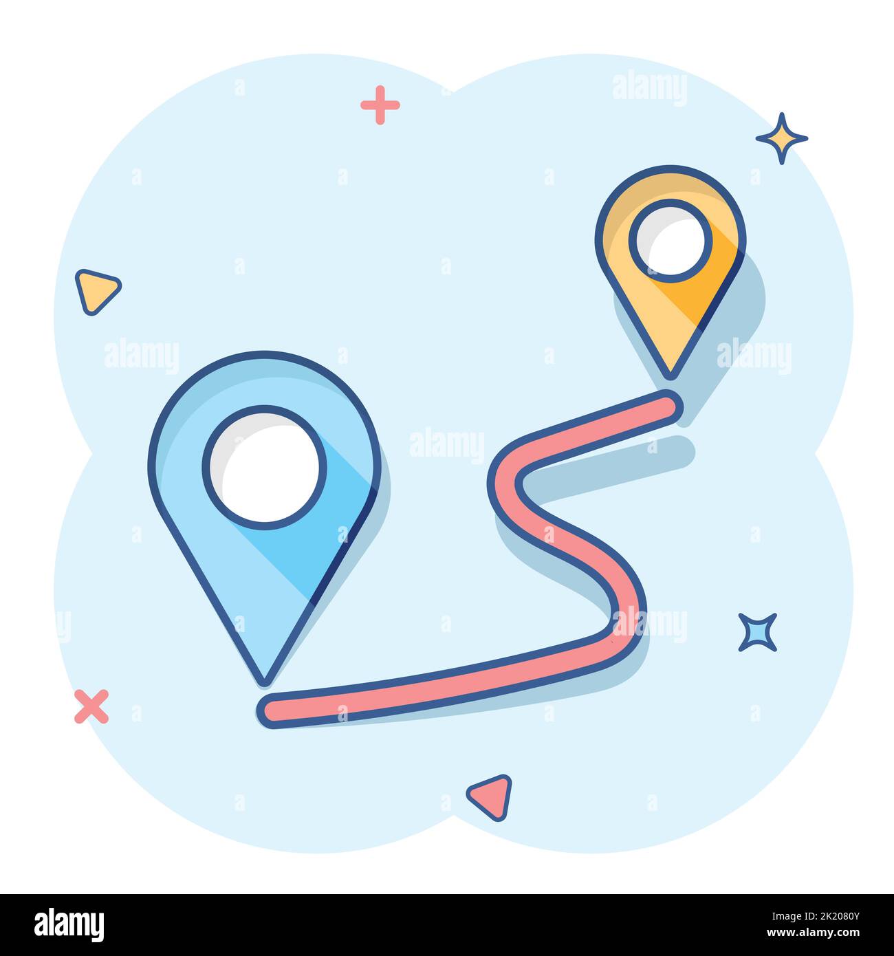 Distance pin icon in comic style. Gps navigation vector cartoon ...