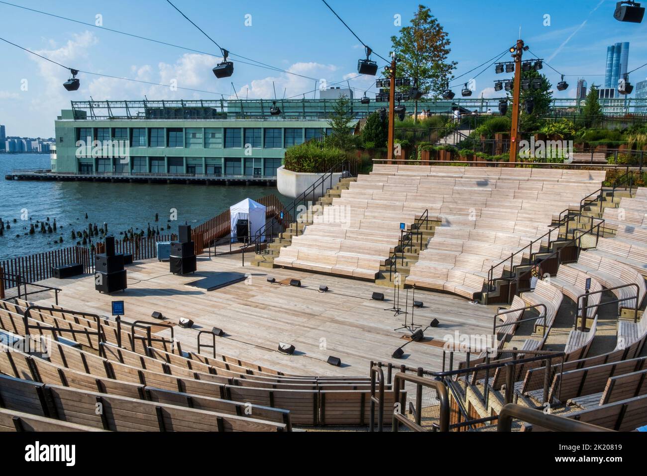 Amphitheatre at the Little Island at Pier 55 along the Hudson River in ...