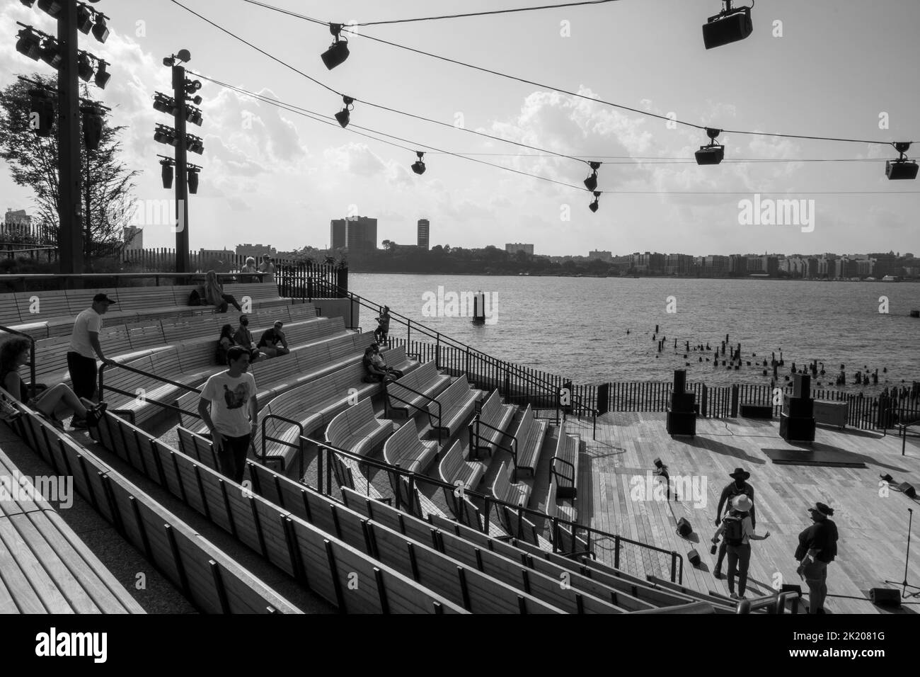 Amphitheatre at the Little Island at Pier 55 along the Hudson River in ...