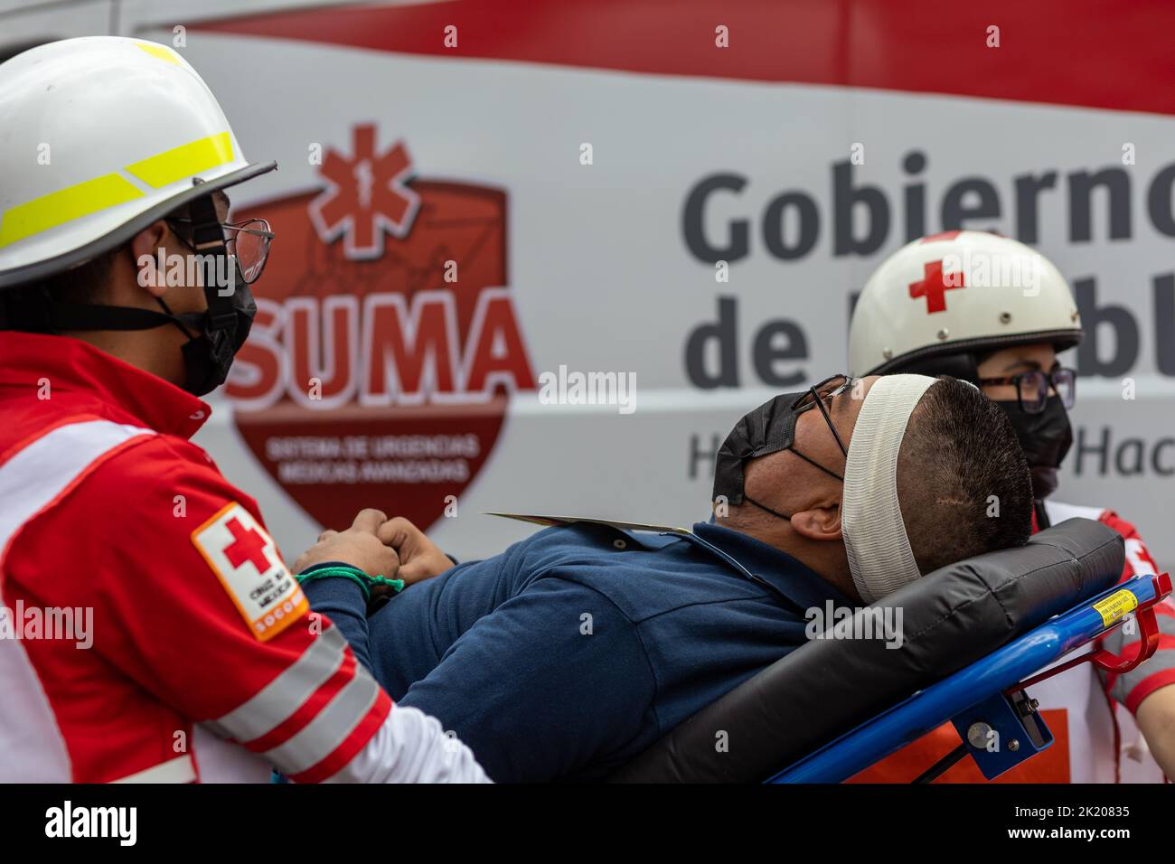 Emergency forces participated in a drill at the Juárez-Serdán road ...