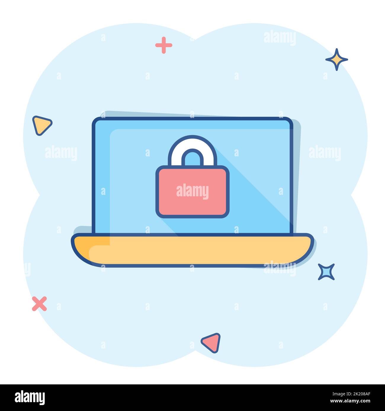 Cyber security icon in comic style. Padlock locked vector cartoon ...