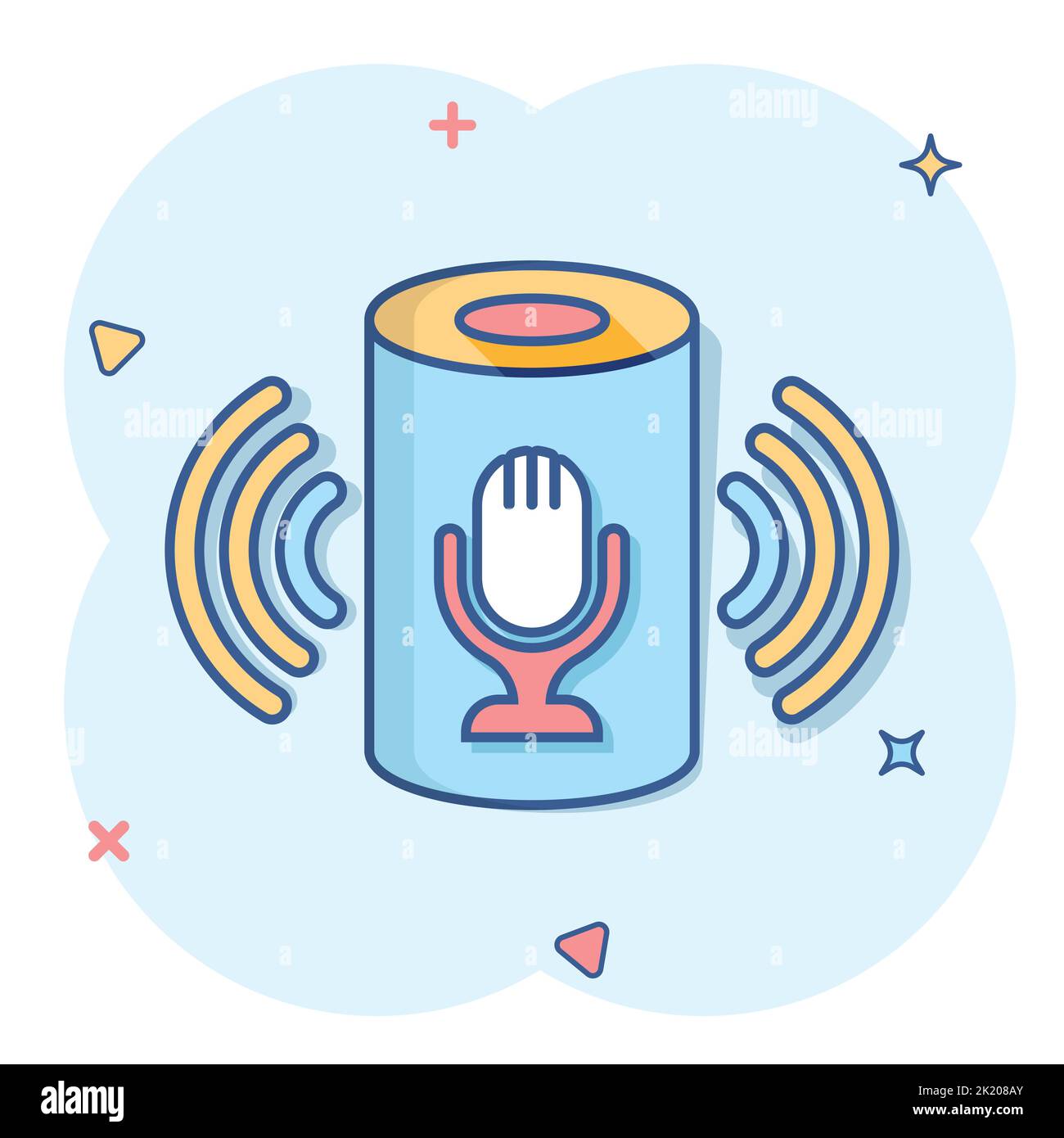 Voice assistant icon in comic style. Smart home assist vector cartoon ...
