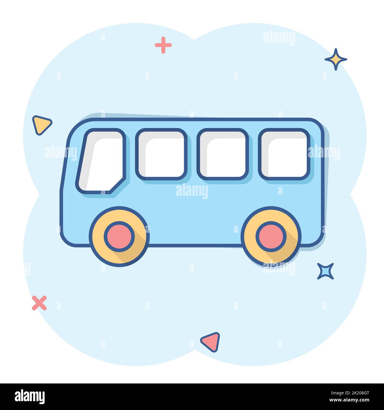 School bus icon in comic style. Autobus vector cartoon illustration on ...