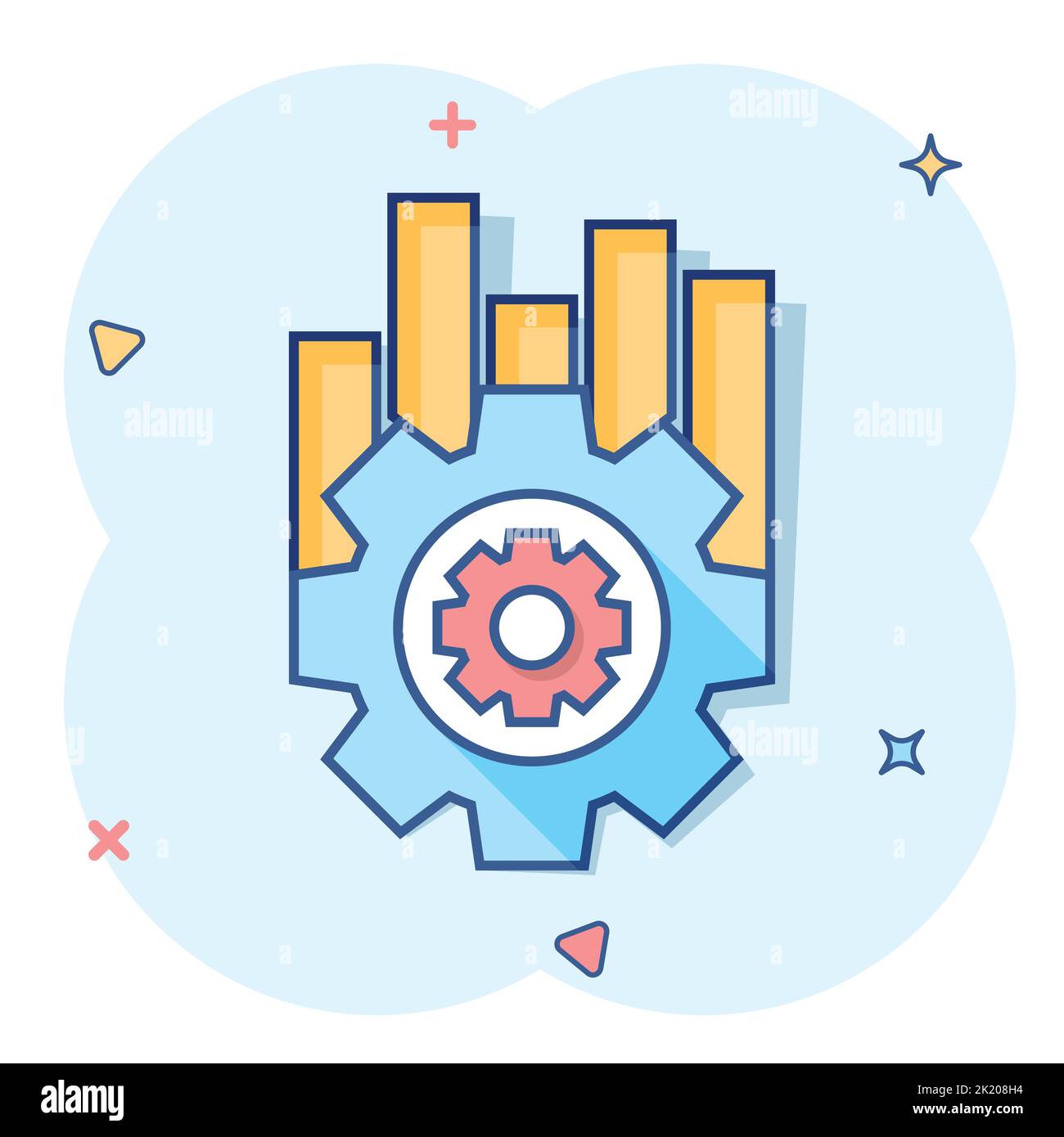 Operation project icon in comic style. Gear process vector cartoon ...