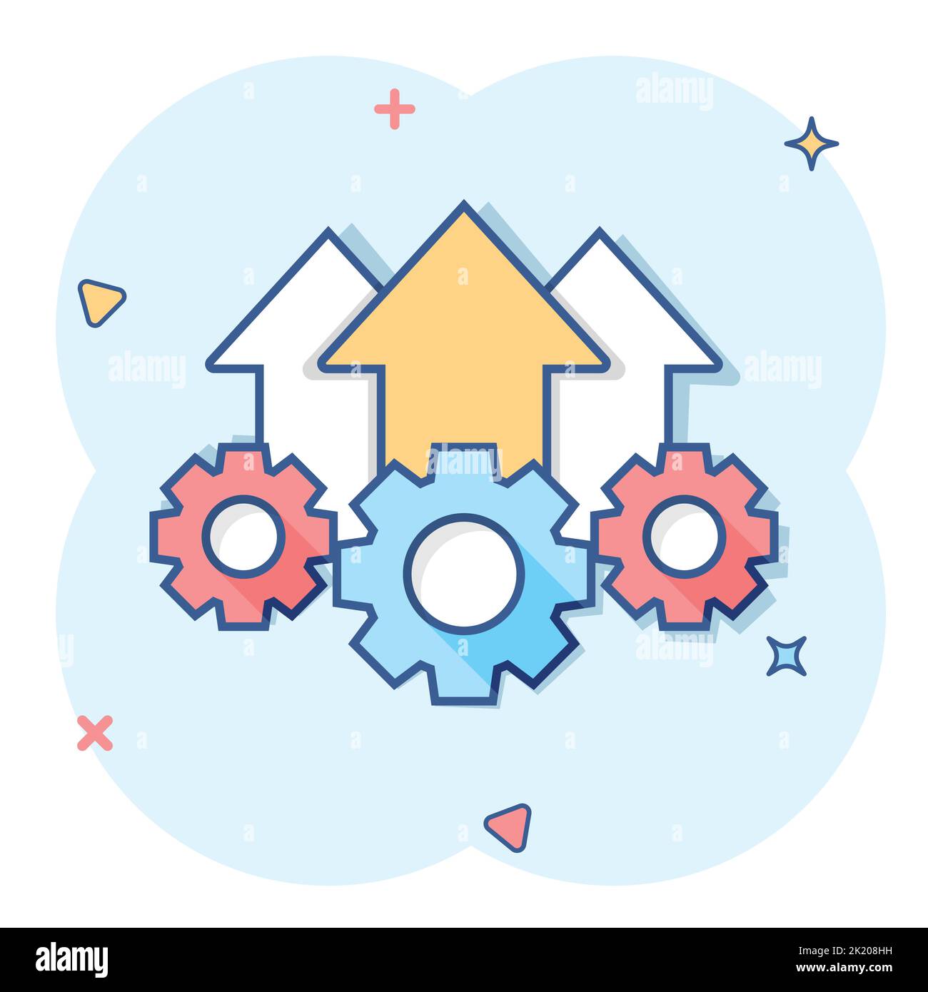 Operation project icon in comic style. Gear process vector cartoon ...