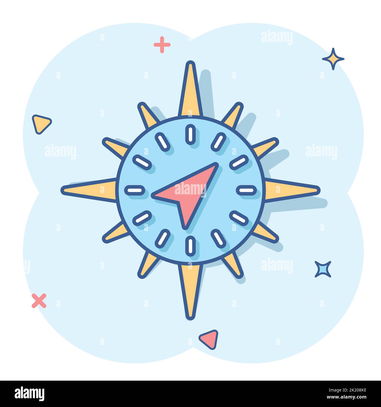 Global navigation icon in comic style. Compass gps vector cartoon ...