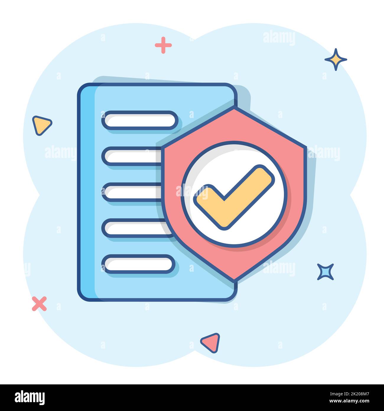 Insurance policy icon in comic style. Report vector cartoon ...