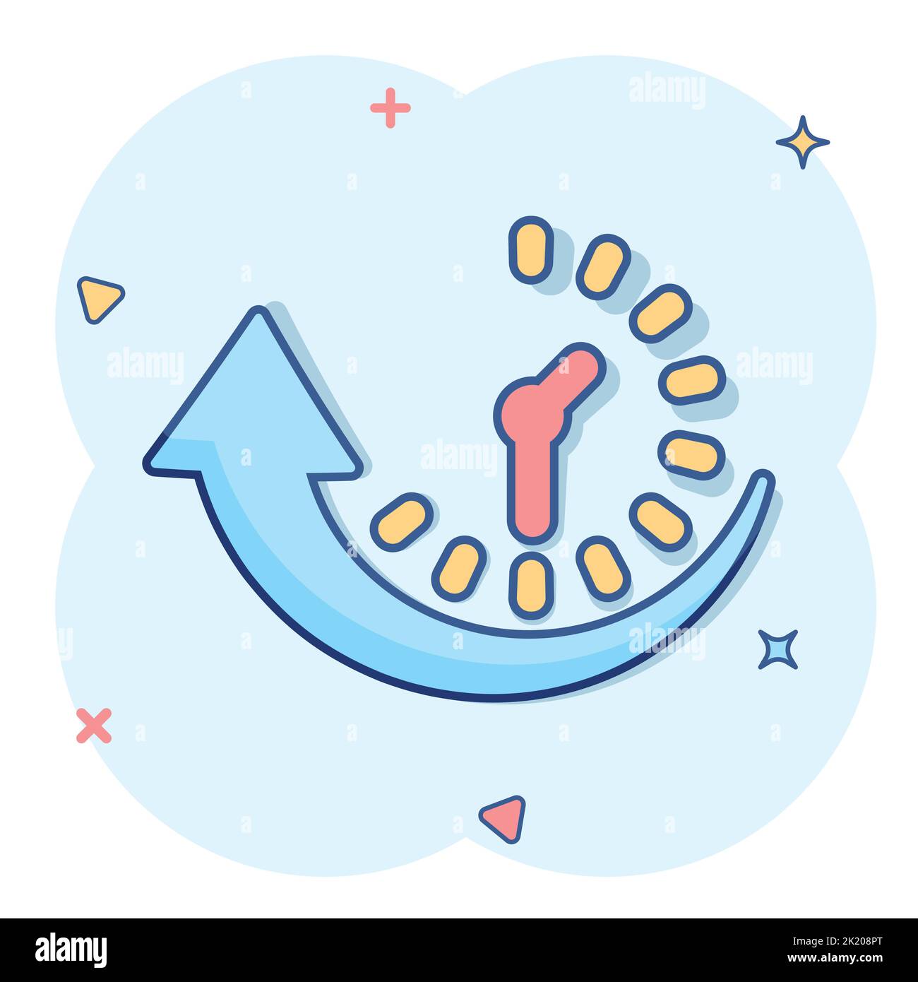 Downtime icon in comic style. Uptime vector cartoon illustration on ...