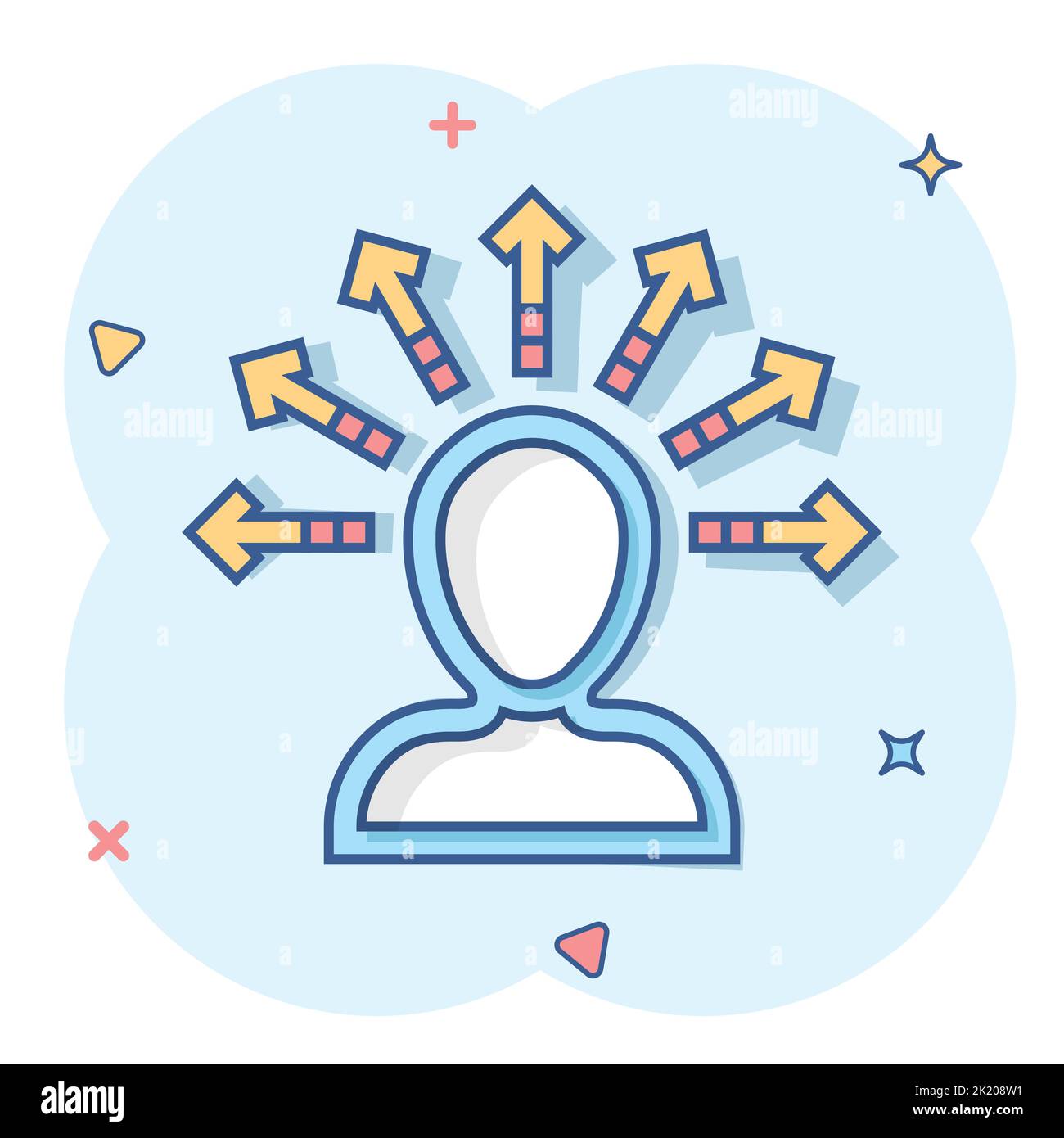 Mind awareness icon in comic style. Idea human vector cartoon ...