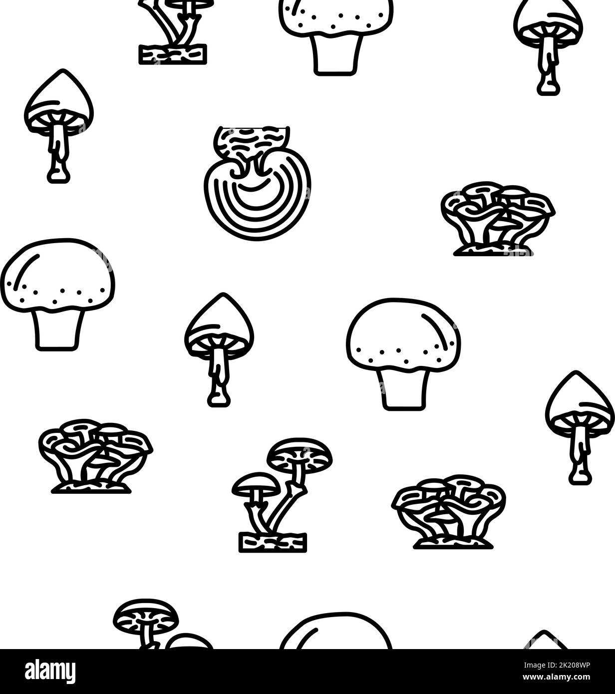Mushroom Vegetable And Fungus vector seamless pattern Stock Vector ...