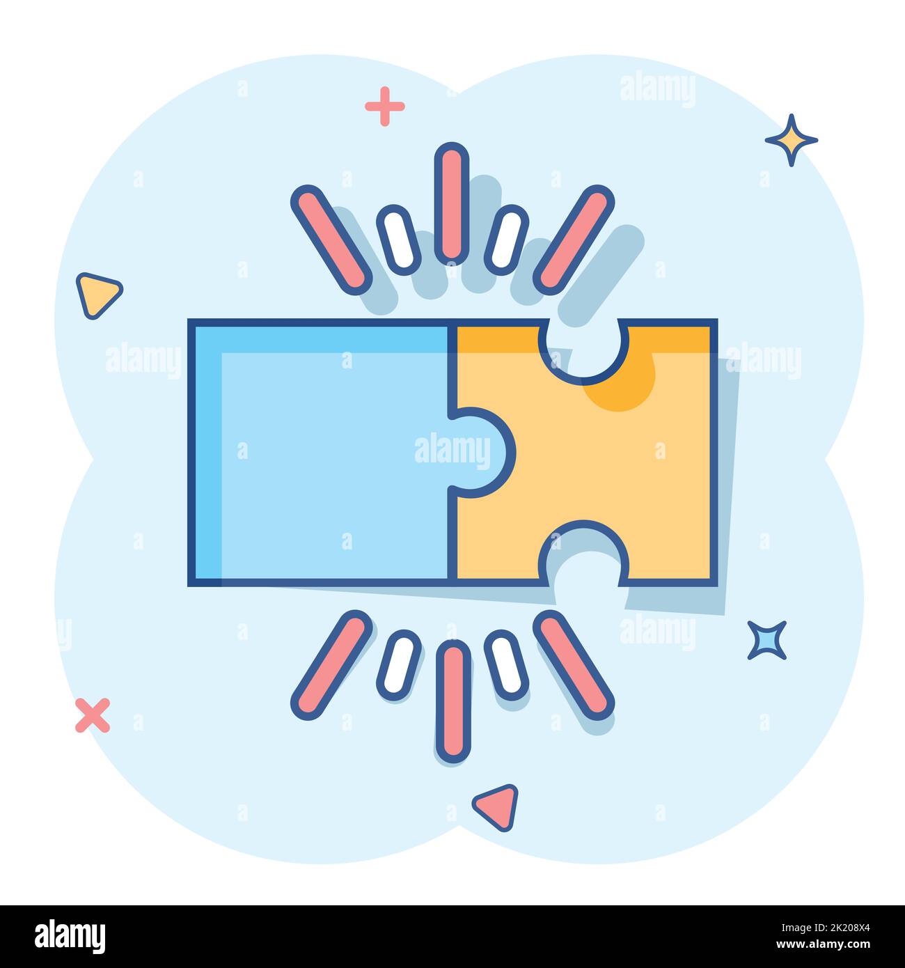 Puzzle compatible icon in comic style. Jigsaw agreement vector cartoon ...