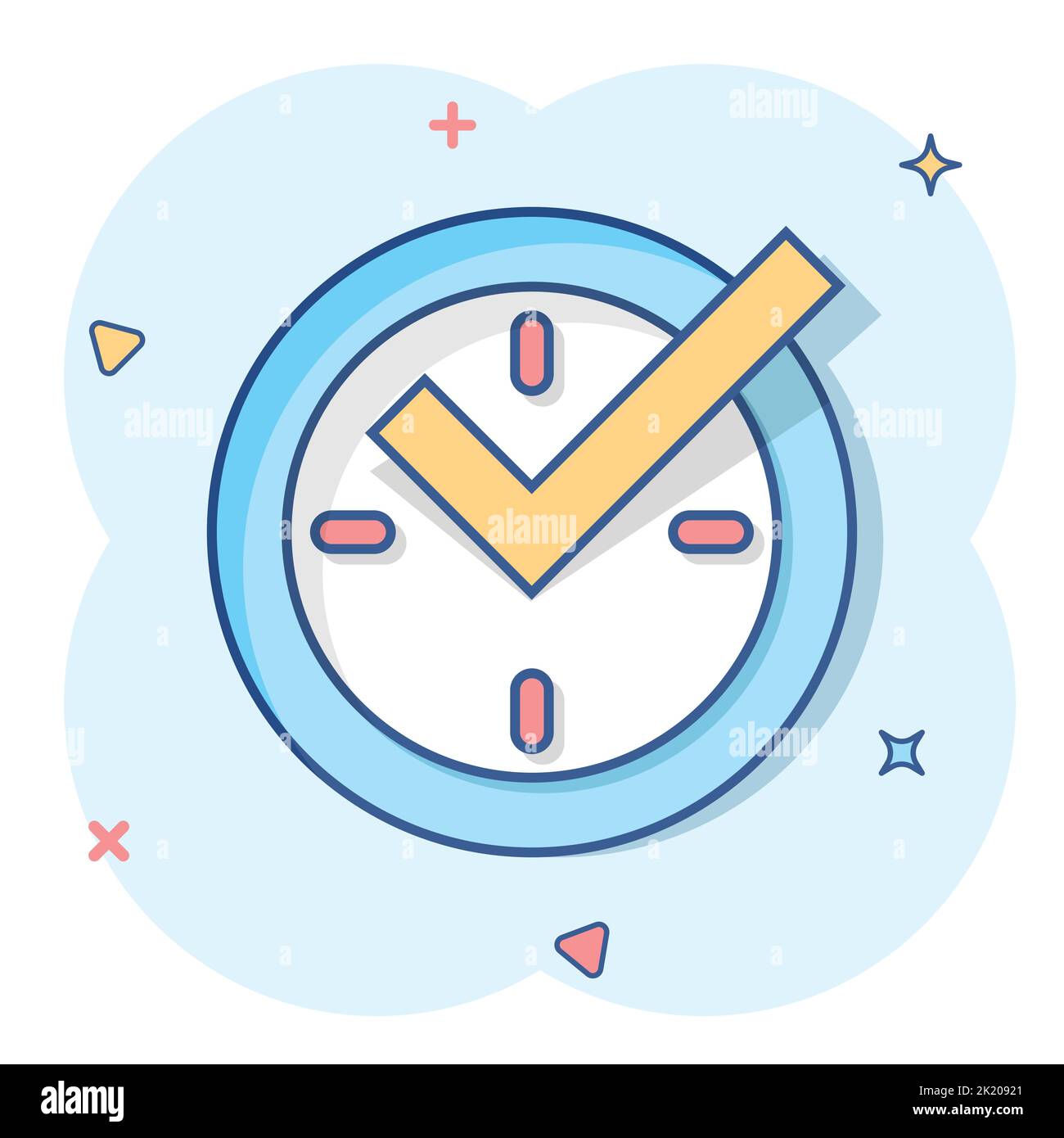 Real time icon in comic style. Clock vector cartoon illustration on ...