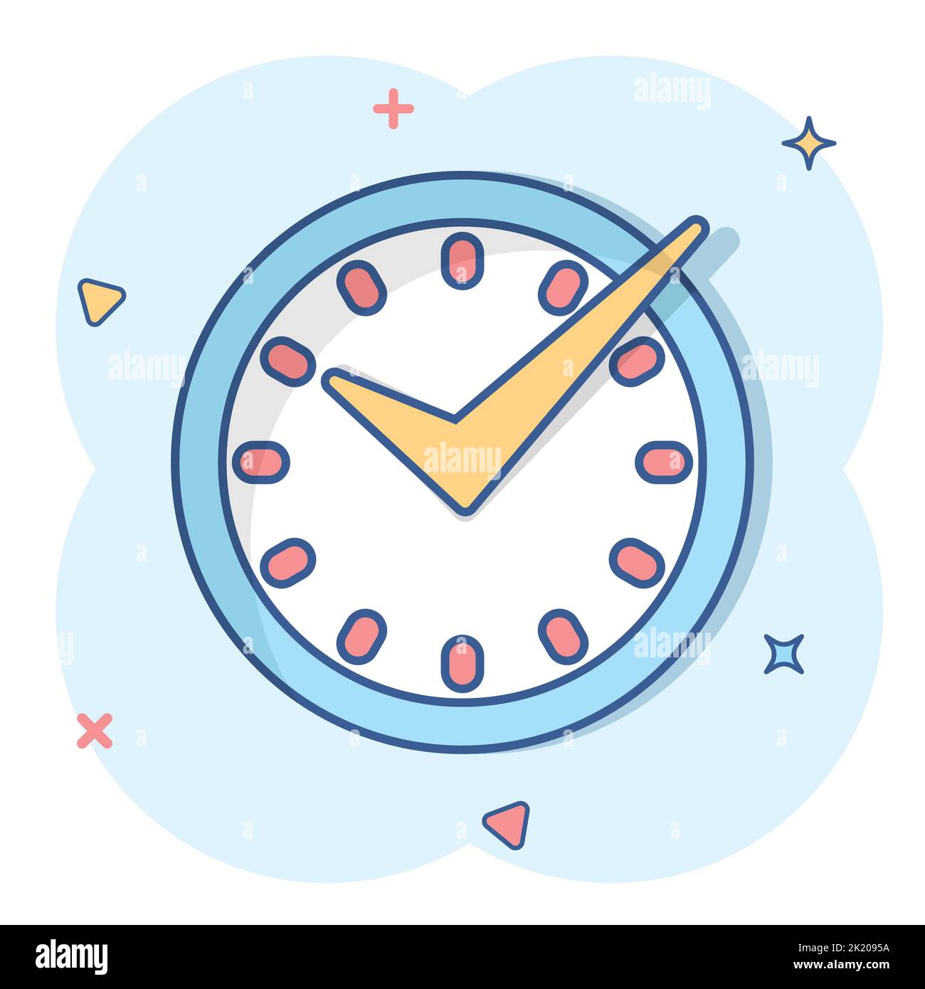 Real time icon in comic style. Clock vector cartoon illustration on ...